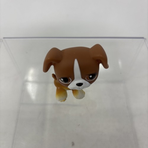 Authentic Littlest Pet Shop BOXER Puppy Dog #25 White & Brown Retired ...
