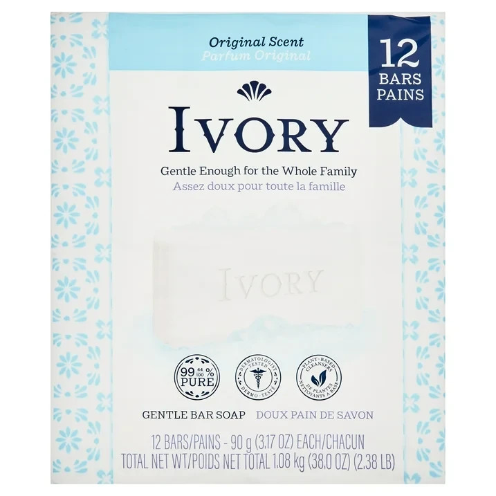 Ivory Bar Soap Original Scent, For All Skin Types, 12 Pack, 3.17 oz ...