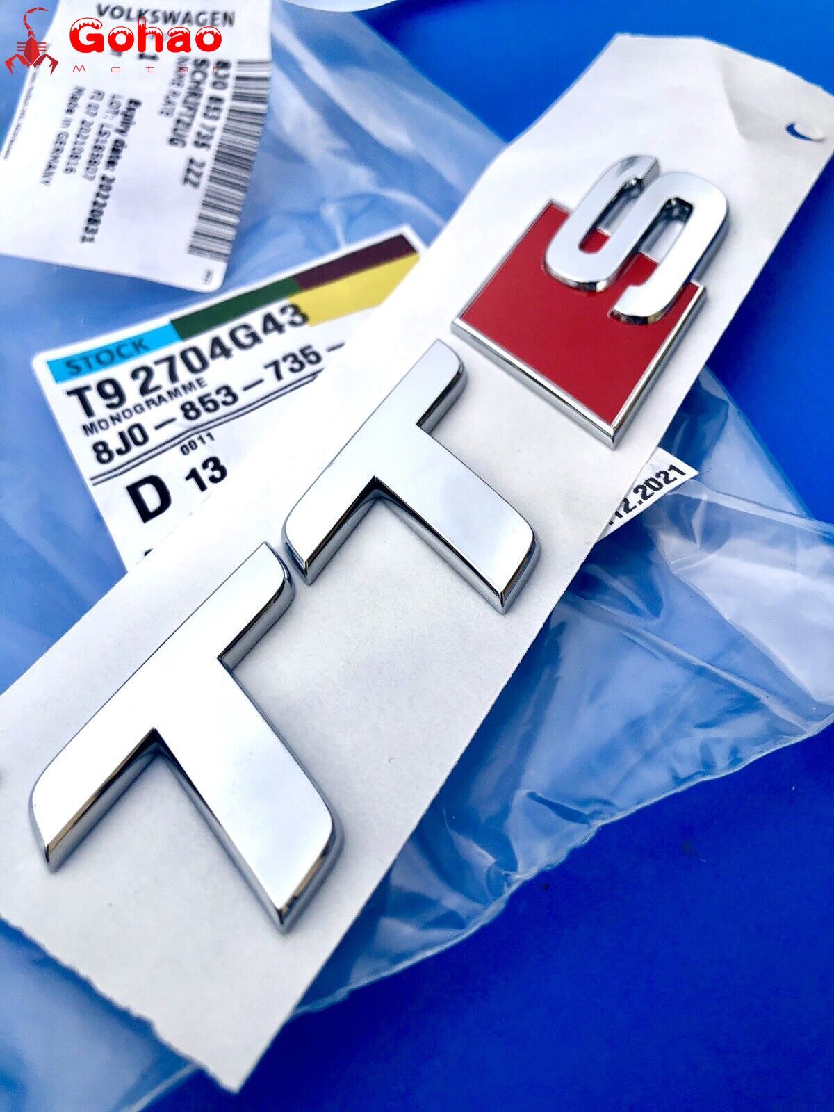 NEW Set of Rear Trunk TTS Silver Red Tt Ttrs FSI TFSI Badge Emblem ...