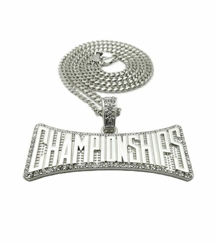 RAPPER MEEK MILL CHAMPIONSHIPS PENDANT SILVER CUBAN LINK CHAIN NECKLACE ...
