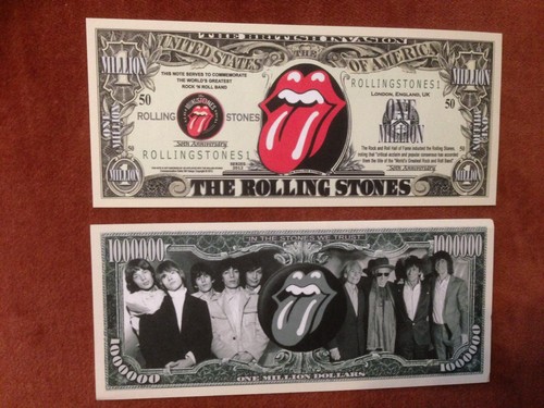 Two Rolling Stones One Million Dollars Doublesided Novelty Banknotes ...