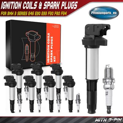8x Ignition Coils & 8x Spark Plugs for BMW 3 Series E46 E90 E93 F34 ...