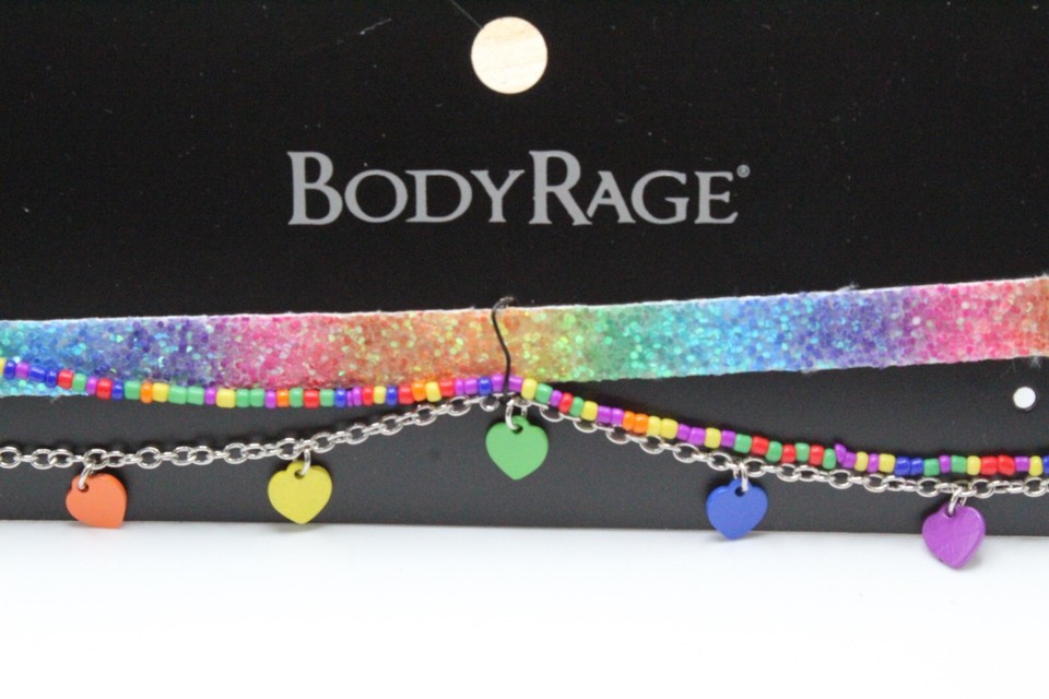 Rainbow 3-Piece Choker Necklace BODY RAGE by Spencer's Pride Multicolor ...