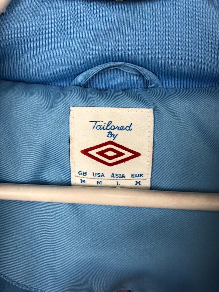 Vintage Umbro Manchester City Football Jacket Bomber Soccer Track Blue ...