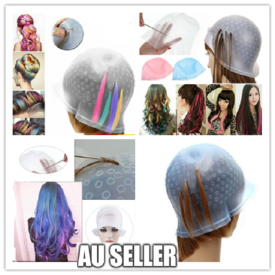 Hair Coloring Highlighting Dye Cap Frosting Tipping Reusable Silicone ...