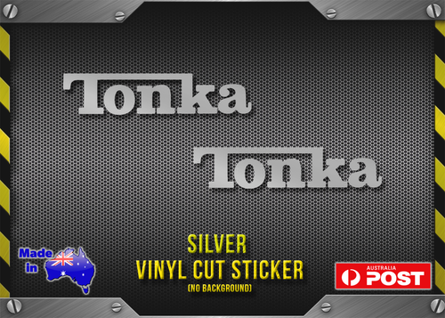 2 x TONKA - Gloss SILVER Vinyl Cut Sticker Decal 83mm Long FREE POST ...