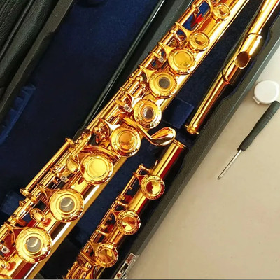 24K Gold Plated Flute 17 C tune Open Hole S6 Professional Flute ...