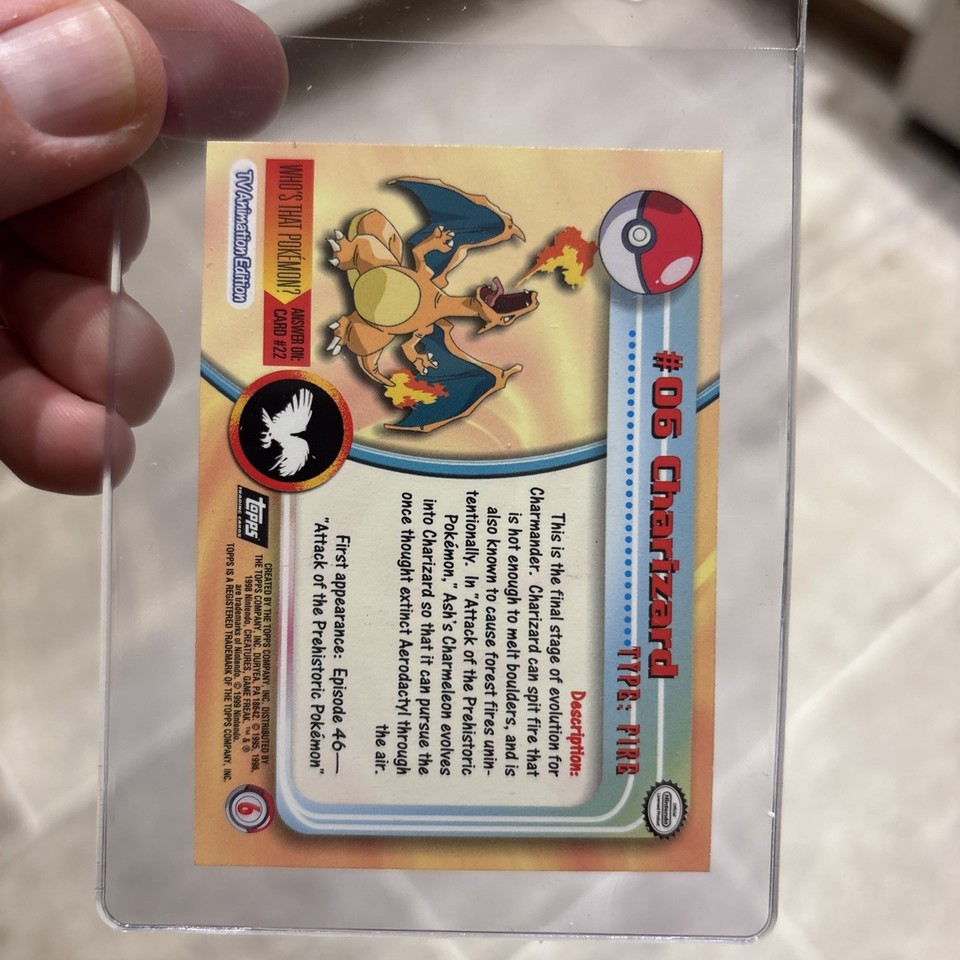 2000 Topps Pokemon Charizard # 06 Holo Foil Flames Embossed Rare Nm++ ...