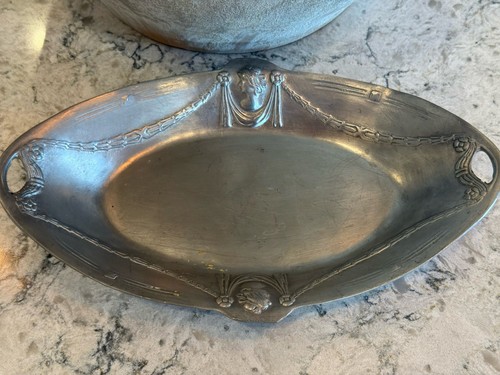 Vintage Etain French Aluminum Art Deco Gibson Girl Silver Serving Tray ...