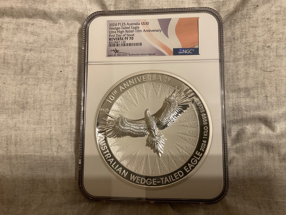 2024 NGC PR70 AUSTRALIAN WEDGE TAILED EAGLE 1 KILO SILVER REVERSE PROOF ...