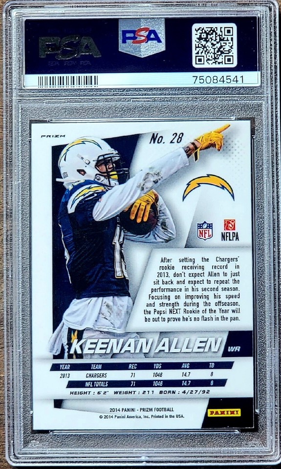 2014 SP KEENAN ALLEN Panini LOGO Prizm Red Yellow PSA 9 POP 1 (None ...