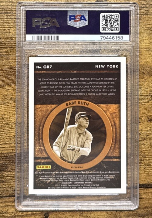 2022 Babe Ruth Gold Rush Insert SP Panini Chronicles #GR7 PSA 10 Gem ...