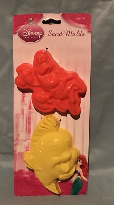 Disney The Little Mermaid Plastic Beach Sand Molds Flounder & Sebastian ...