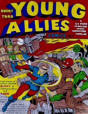 YOUNG ALLIES # 1 COVER RECREATION BUCKY & TORO & HITLER ORIGINAL COMIC ...