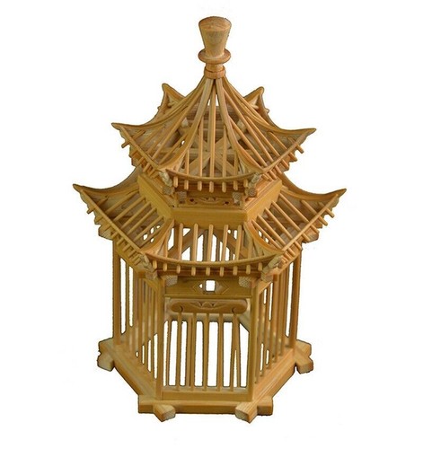 Chinese Hexagonal Pavilion Bamboo Cricket Cage Grasshopper Small Animal ...