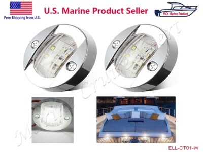 X2 Round Marine Boat LED Courtesy Lights Cabin Deck Stern Navigation ...