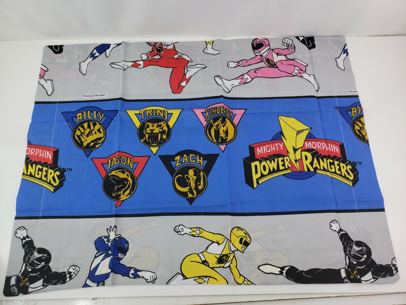 Vintage 1994 2 Mighty Morphin Power Rangers Pillow Case Sham 20x26in IN ...
