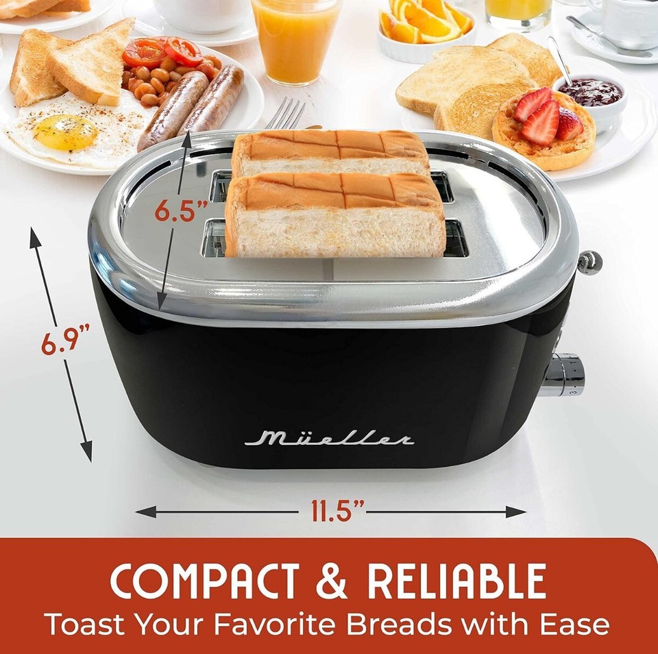MUELLER Retro Toaster 2 Slice and 3 Functions - Black | eBay
