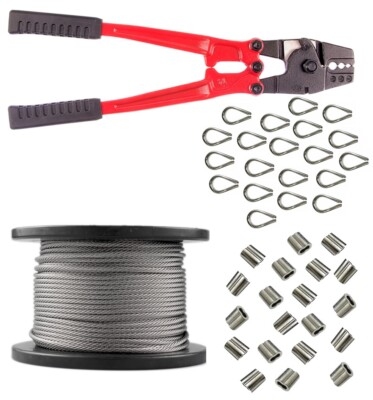 S/Steel Wire Rope 3.2 7 x 7 Fencing Tool Rigging Crimp Thimble - choose ...