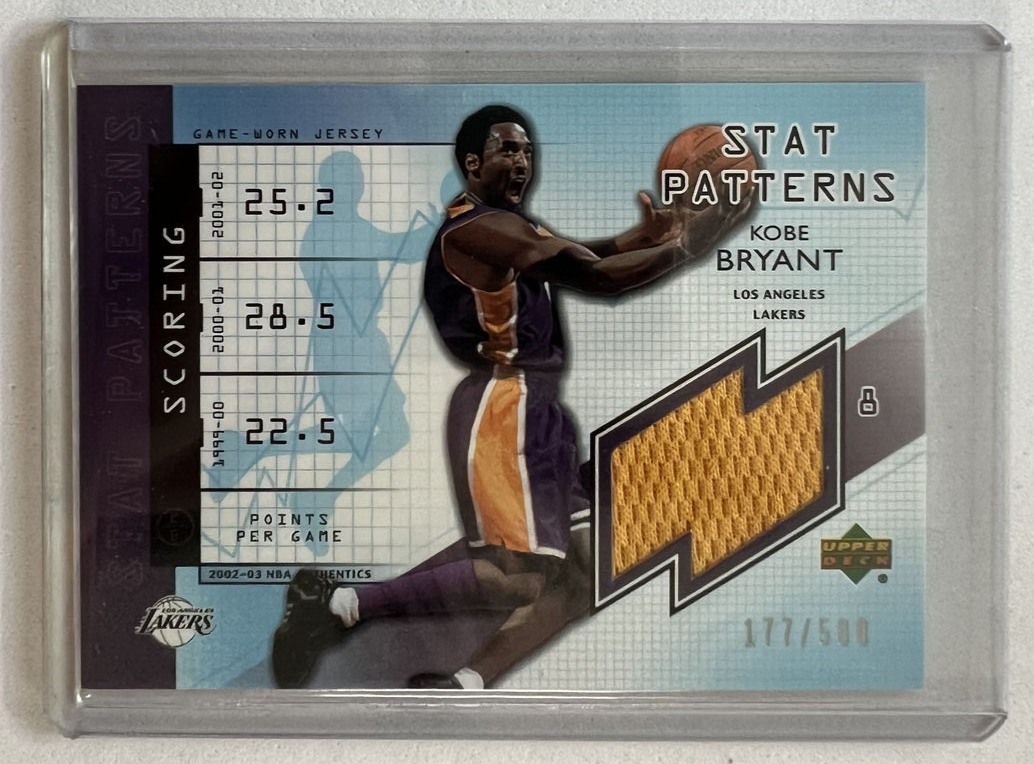 2002-03 UPPER DECK "STAT PATTERNS" #KB-S KOBE BRYANT 177/500 LAKERS ...
