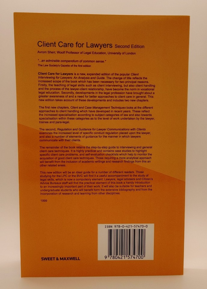 NEW - Client Care for Lawyers - Second Edition by Avrom Sherr ...