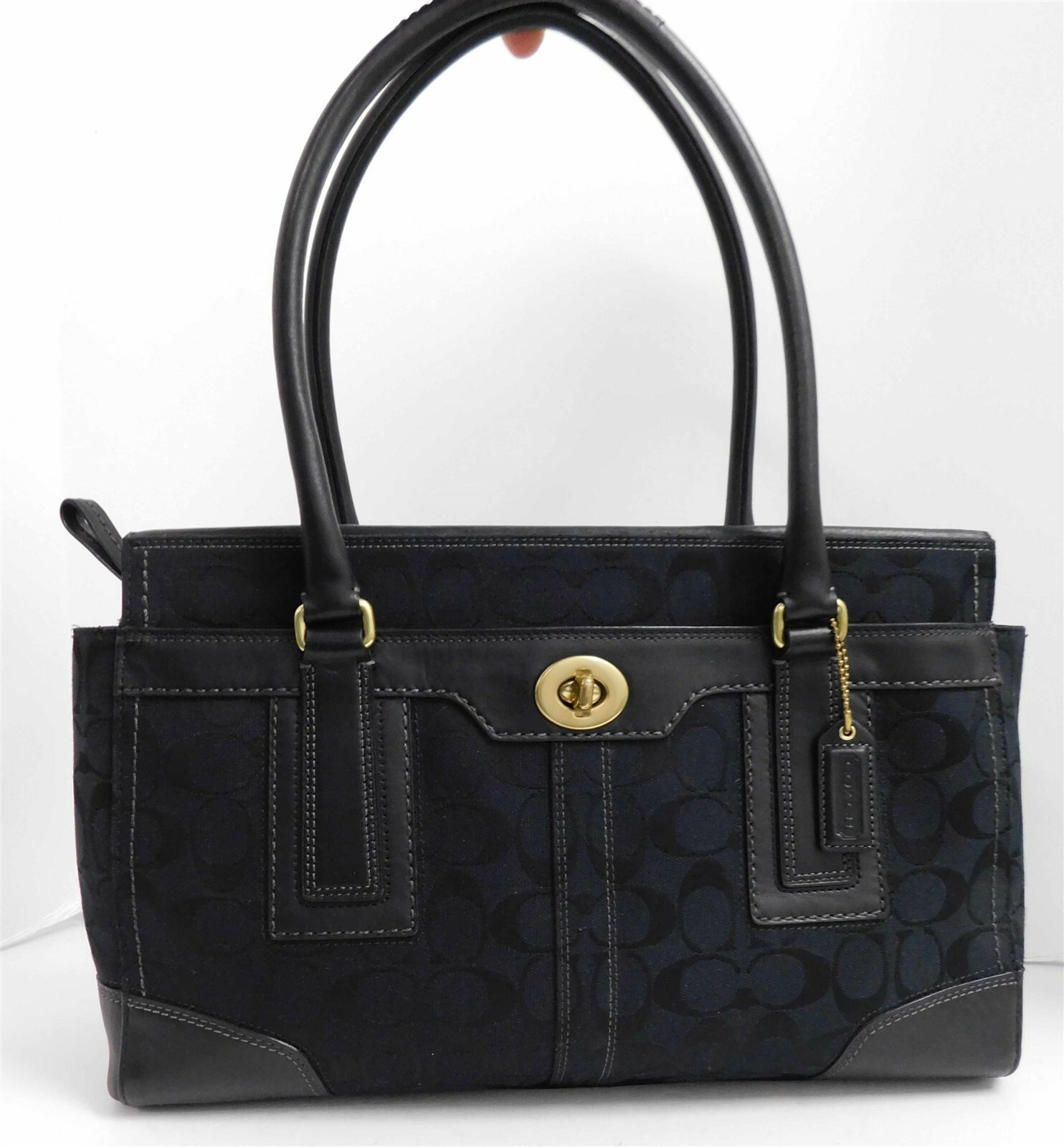 Coach 11063 Hampton Black Logo Signature Canvas Leath… - Gem