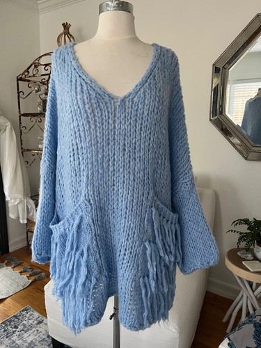 NWOT Eternelle Sweater Oversized with Fringe Pockets | eBay