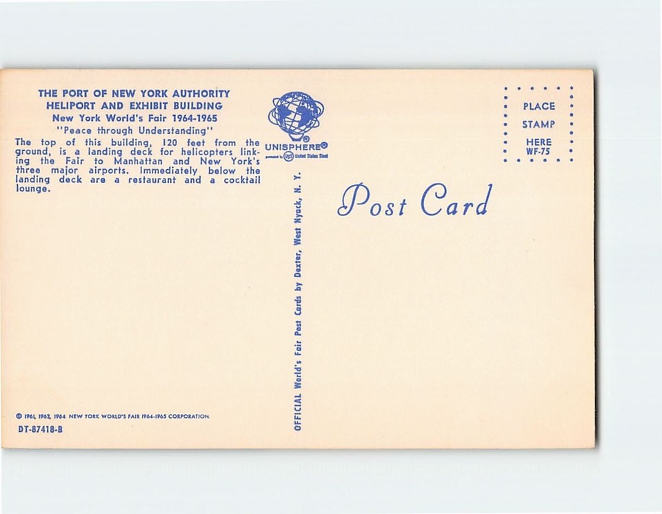 Postcard Port Of Authority Heliport And Exhibit Building Worlds Fair ...