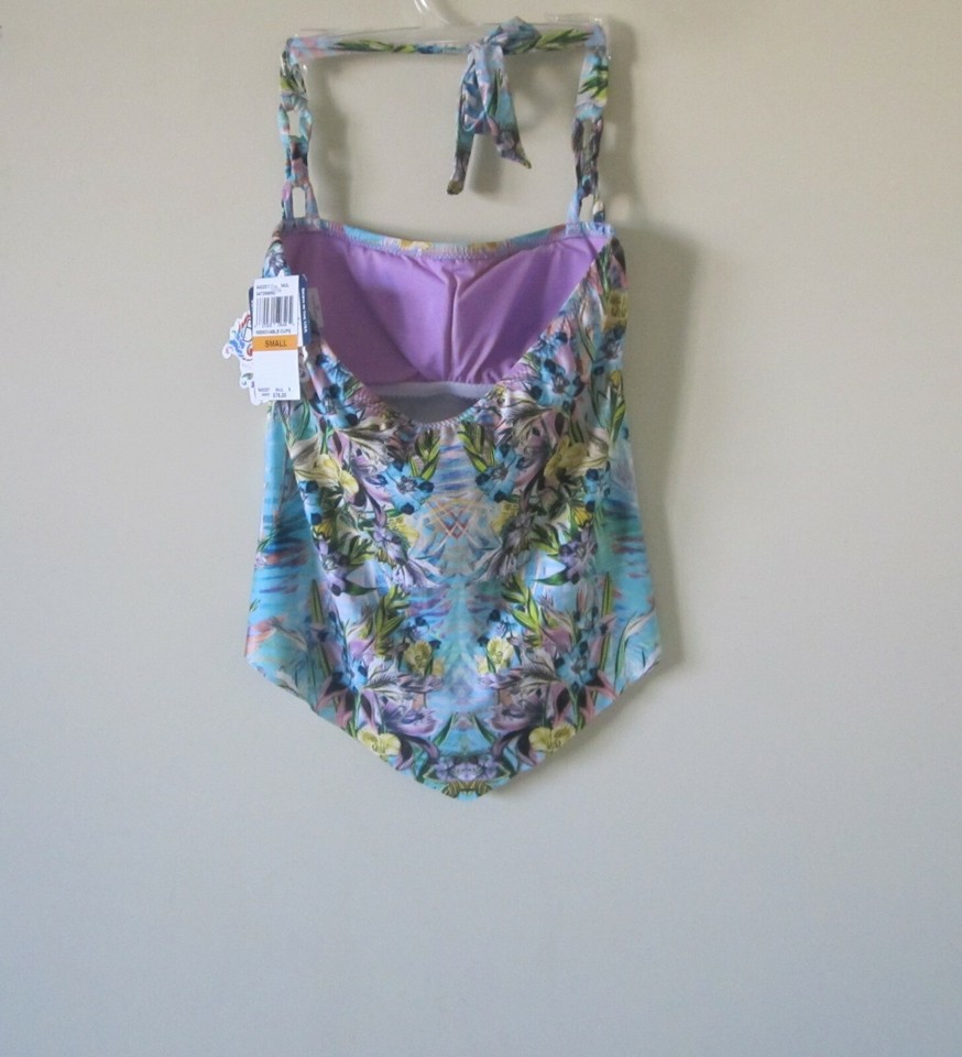 Becca by Rebecca Virtue Halter Tankini Top and Bottom Floral Multi S ...