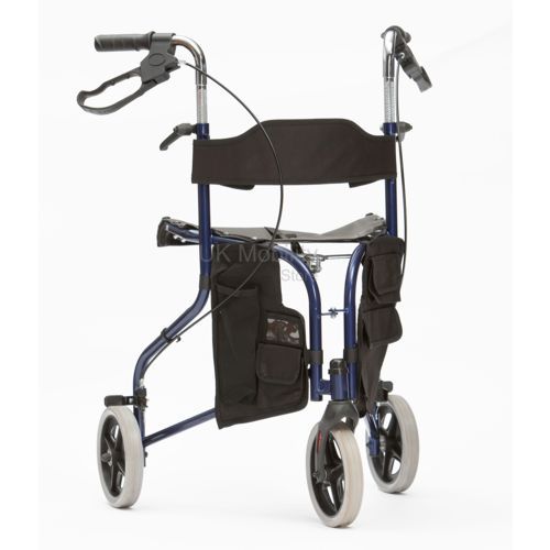 Blue Lightweight Folding 3 Wheel Tri Walker Rollator Walking Aid Frame ...