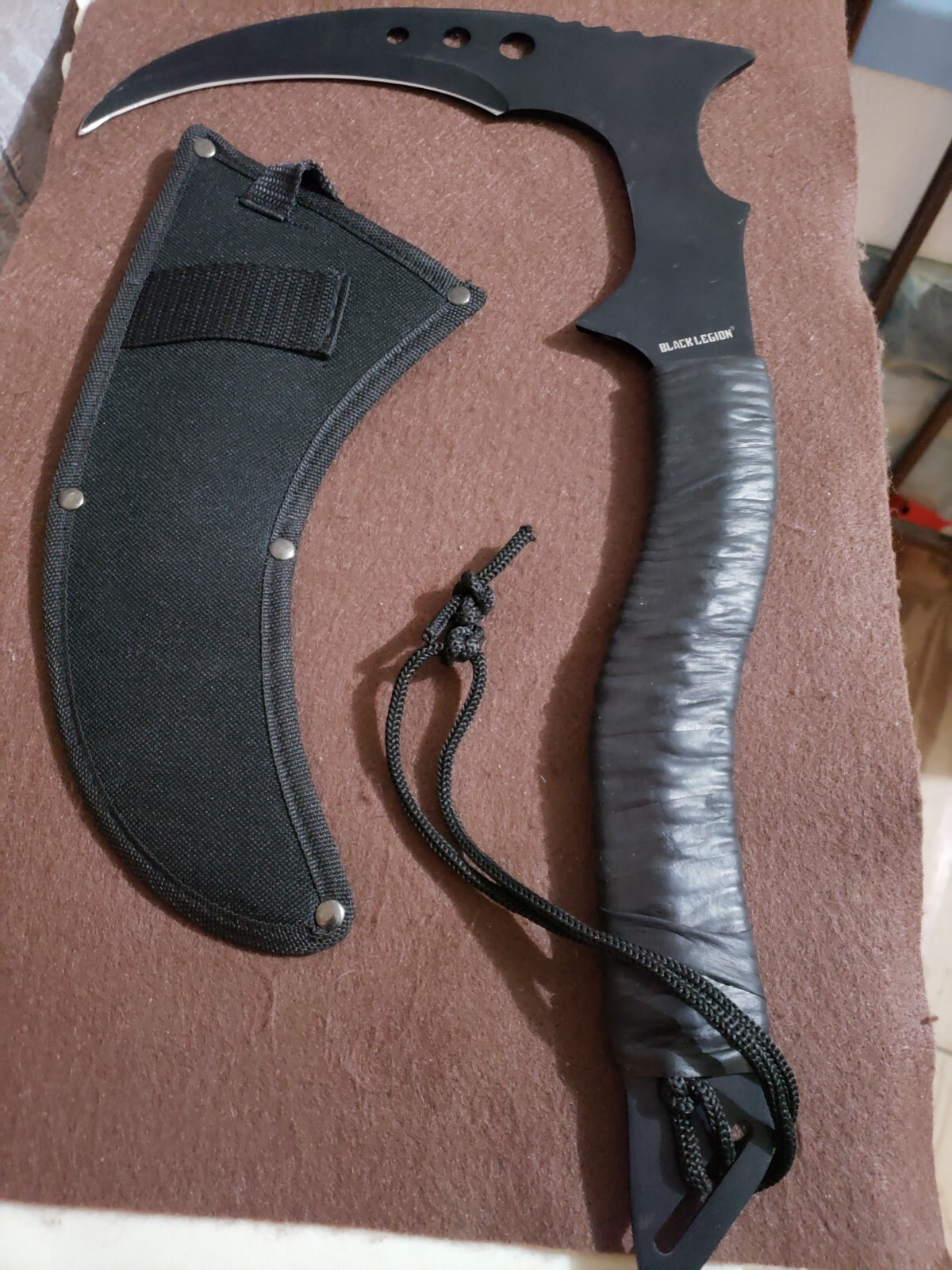 16" Black Legion Tactical Sickle Ninja Scythe Axe Sword Blade Hunting ...