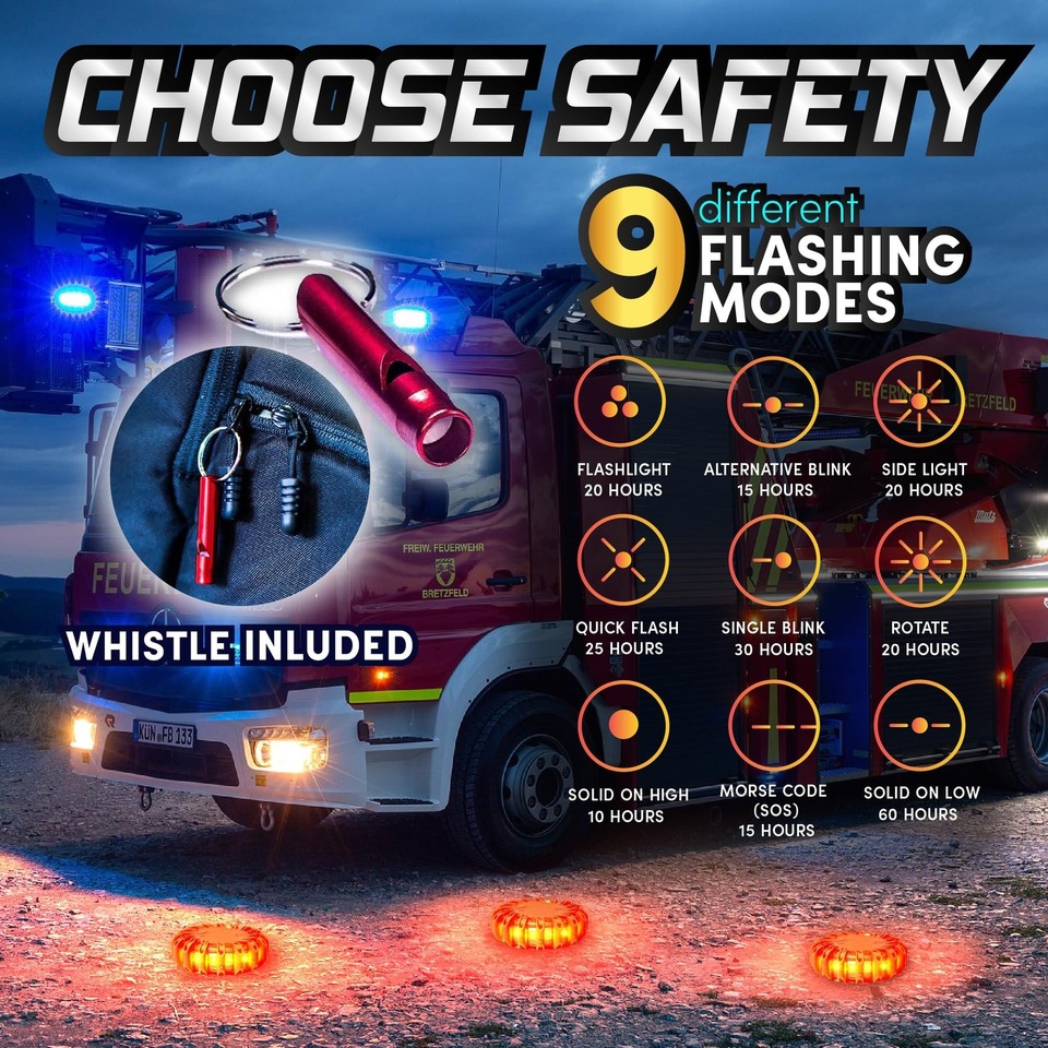 Marcala 6‑Pack LED Road Flares | DOT Compliant Emergency Lights for ...