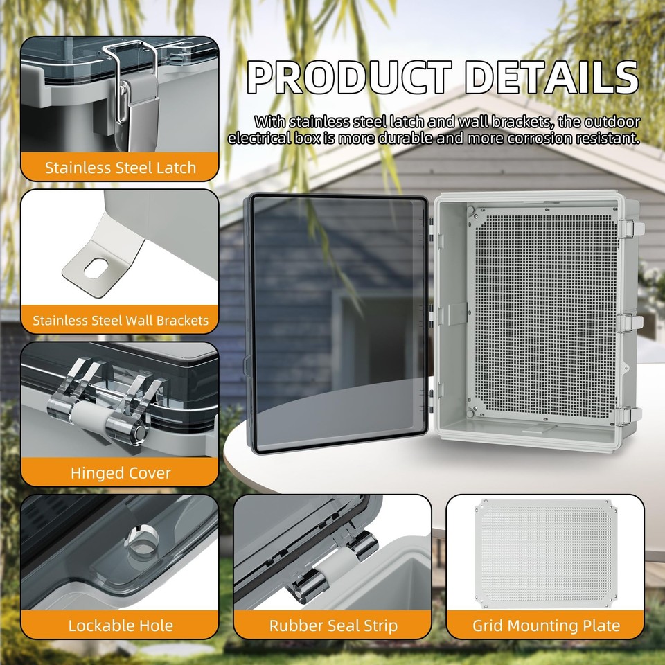 Outdoor Cable Box Enclosure 19.7x15.7x7.9 Waterproof Junction Box ...