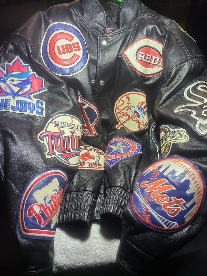 Vintage Jeff Hamilton MLB Logos Patches Leather Jacket Size 4xl | eBay