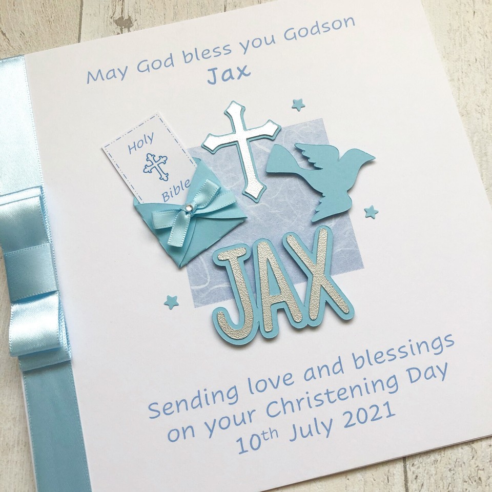 Personalised CHRISTENING CARD for Boys Handmade BAPTISM card Son ...