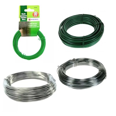 MULTI PURPOSE GREEN GARDEN WIRE & GALVANISED WIRE 0.8,1,1.2,1.5,1.6,1.8 ...