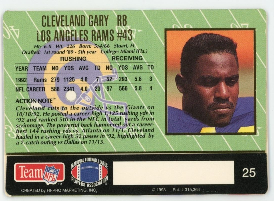 1993 Action Packed Cleveland Gary #25 | eBay