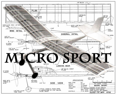 Micro Sport Electric 22" WS RC Airplane Plans & Templates Printed | eBay