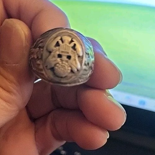 Antique Sterling Silver Presidential Seal Eagle Military Signet Ring ...