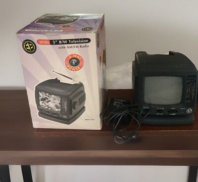Portable Television TV 5” B/W With Am/Fm Radio /Battery/12 Volt ...