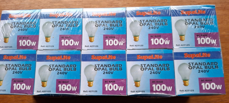 10 Superlite 100watt GLS Light Bulbs BC B22 Bayonet Old Style Standard ...
