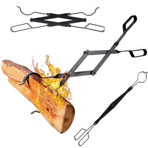Fireplace Tongs Heavy Duty Foldable 26 Inch Log Grabber Fire Pit ...