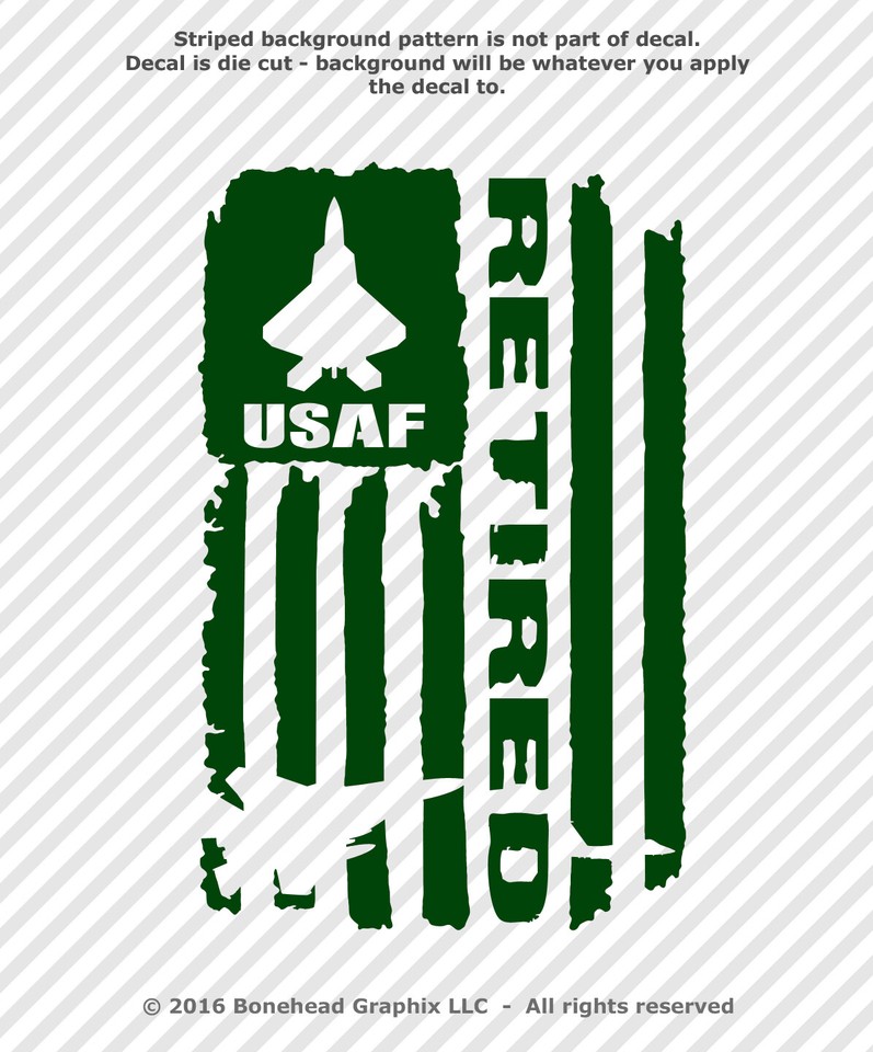 Military Retired AFR Distressed Flag XS-M Vinyl Decal Combat Veteran ...