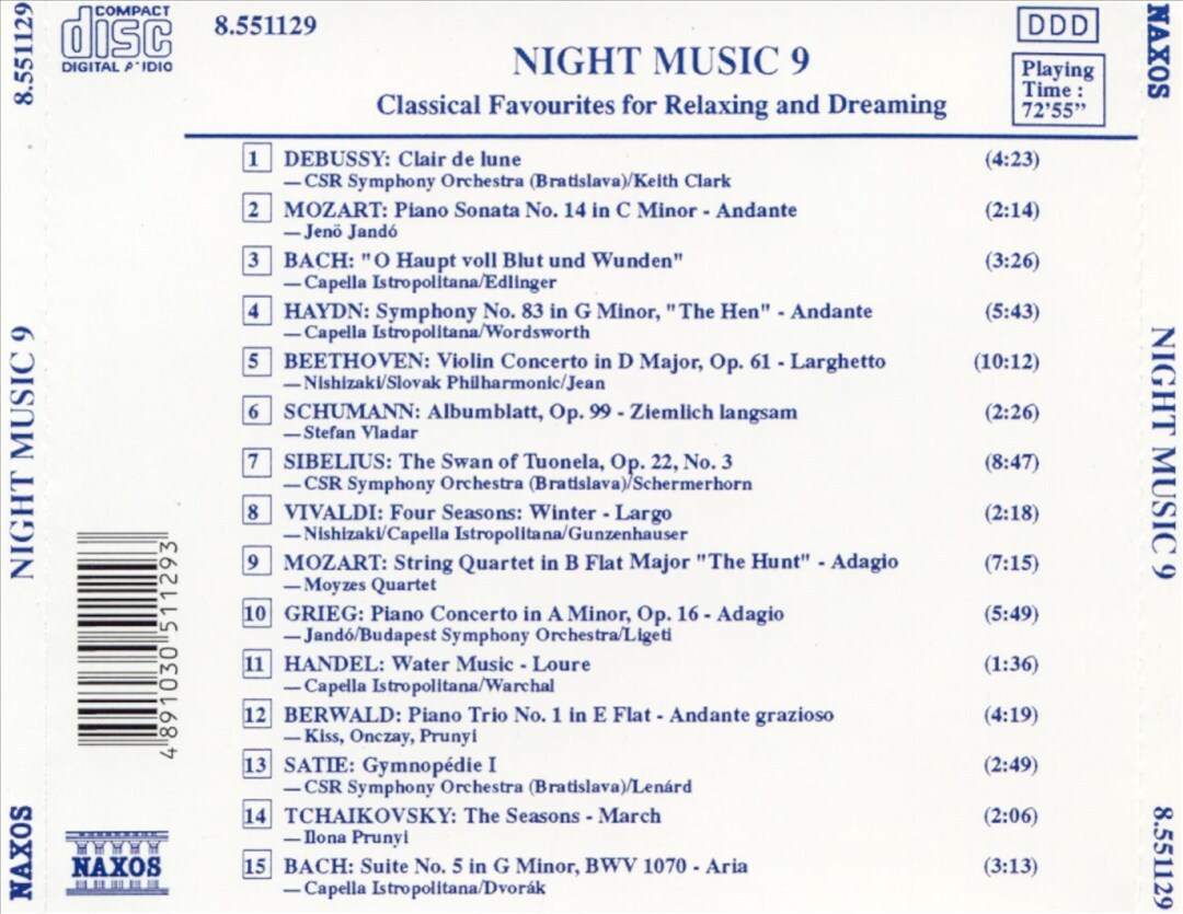 VARIOUS ARTISTS NIGHT MUSIC, VOL. 9: CLASSICAL FAVOURITES FOR RELAXING ...