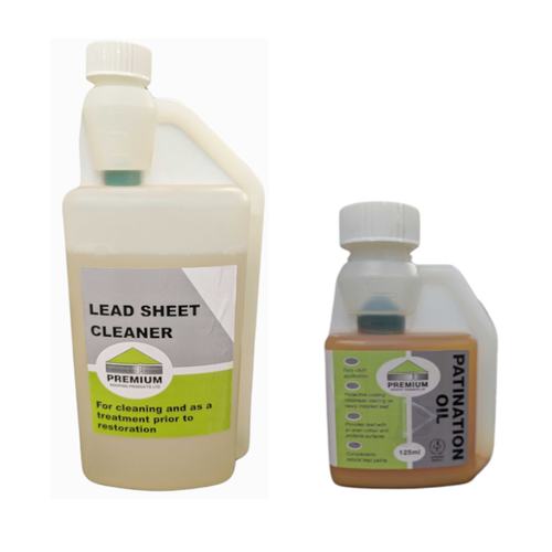 Premium Lead Sheet Cleaner 1ltr & Calder Patination Oil 125ml Protect ...