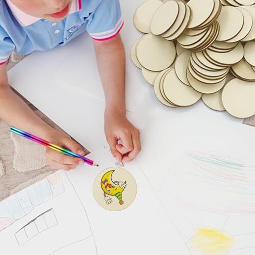 Jyongmer 100 Pieces Unfinished Wood Circle - 2 inch Round Disc Blank ...