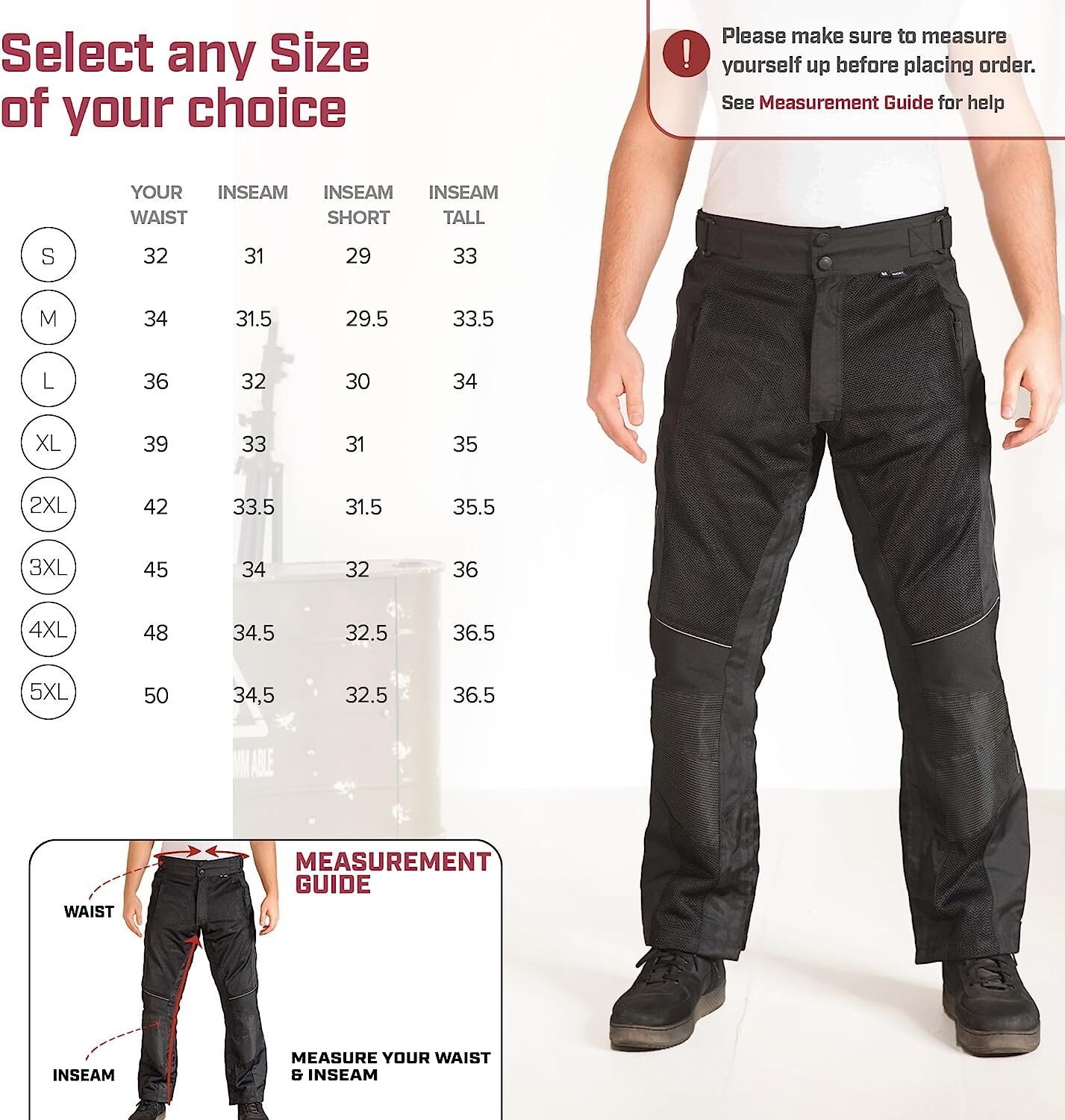 WICKED STOCK Motorcycle Over Pants Full Side Zipper Mens Motorcycle ...