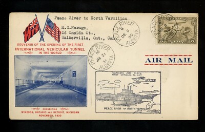 Postal History Canada #C1 First Flight AAMC #529b 1931 Peace River AB ...