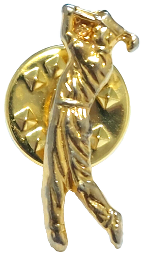 Golfer Teeing Off Golf Course (Gold Toned) Lapel Pin | eBay