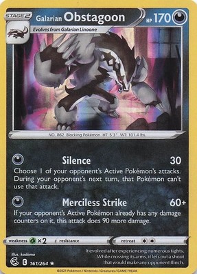 💢Pokemon TCG - Galarian Obstagoon - 161/264 - Holo Rare - Fusion Strike ...
